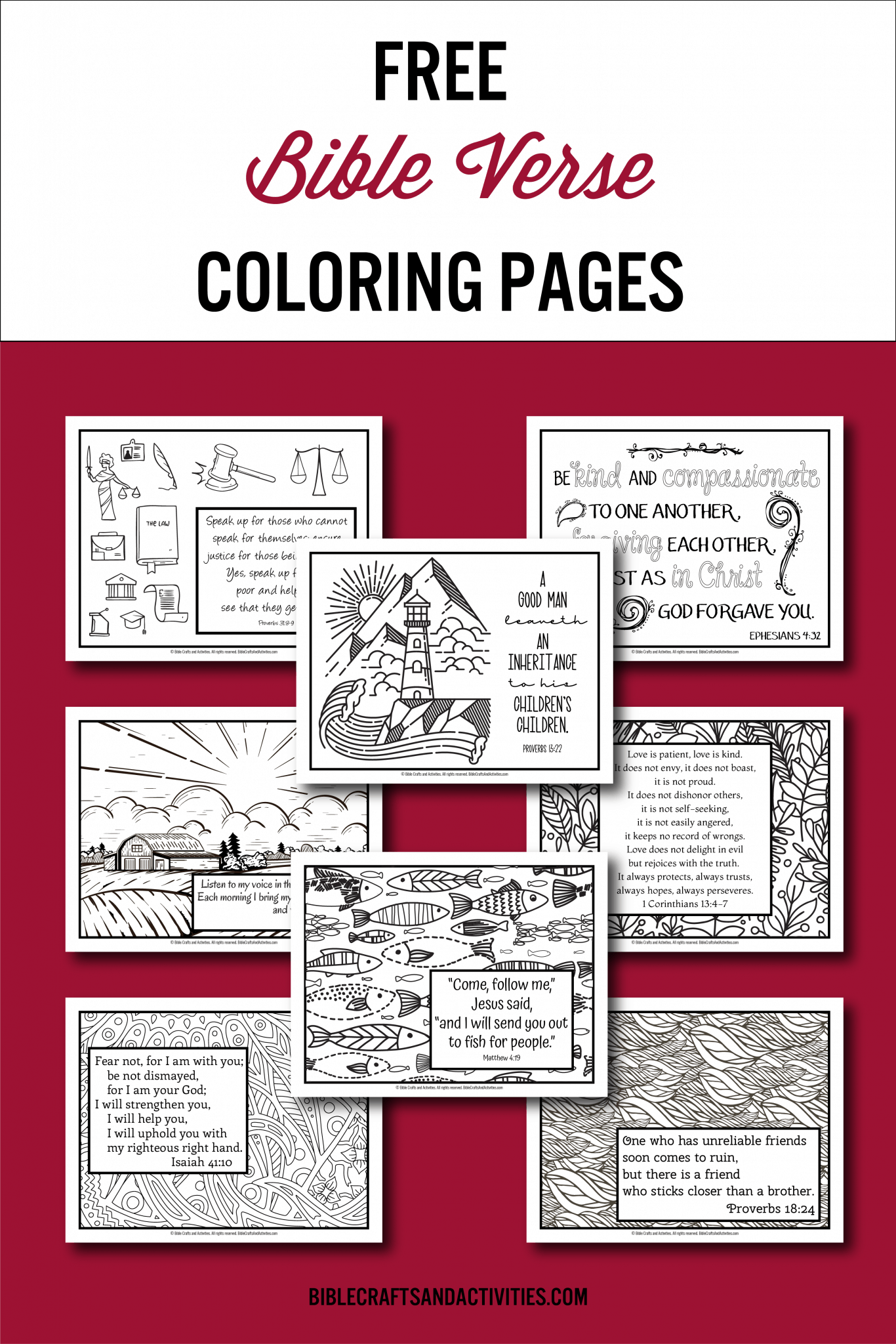 Bible Verse Coloring Pages Bundle - Bible Crafts and Activities