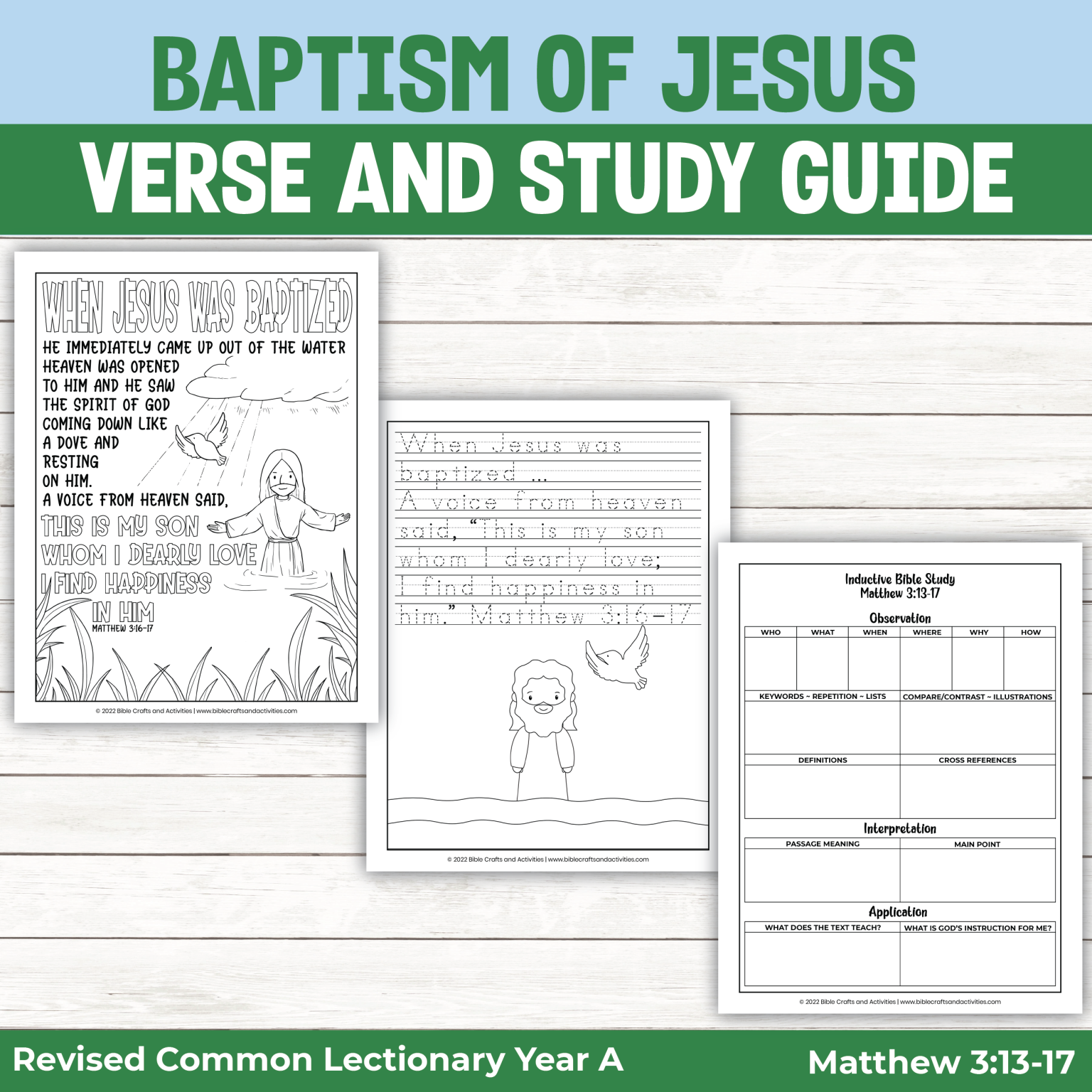 Baptism of Jesus | Matthew 3:13-17 | Epiphany 1A - Bible Crafts and ...