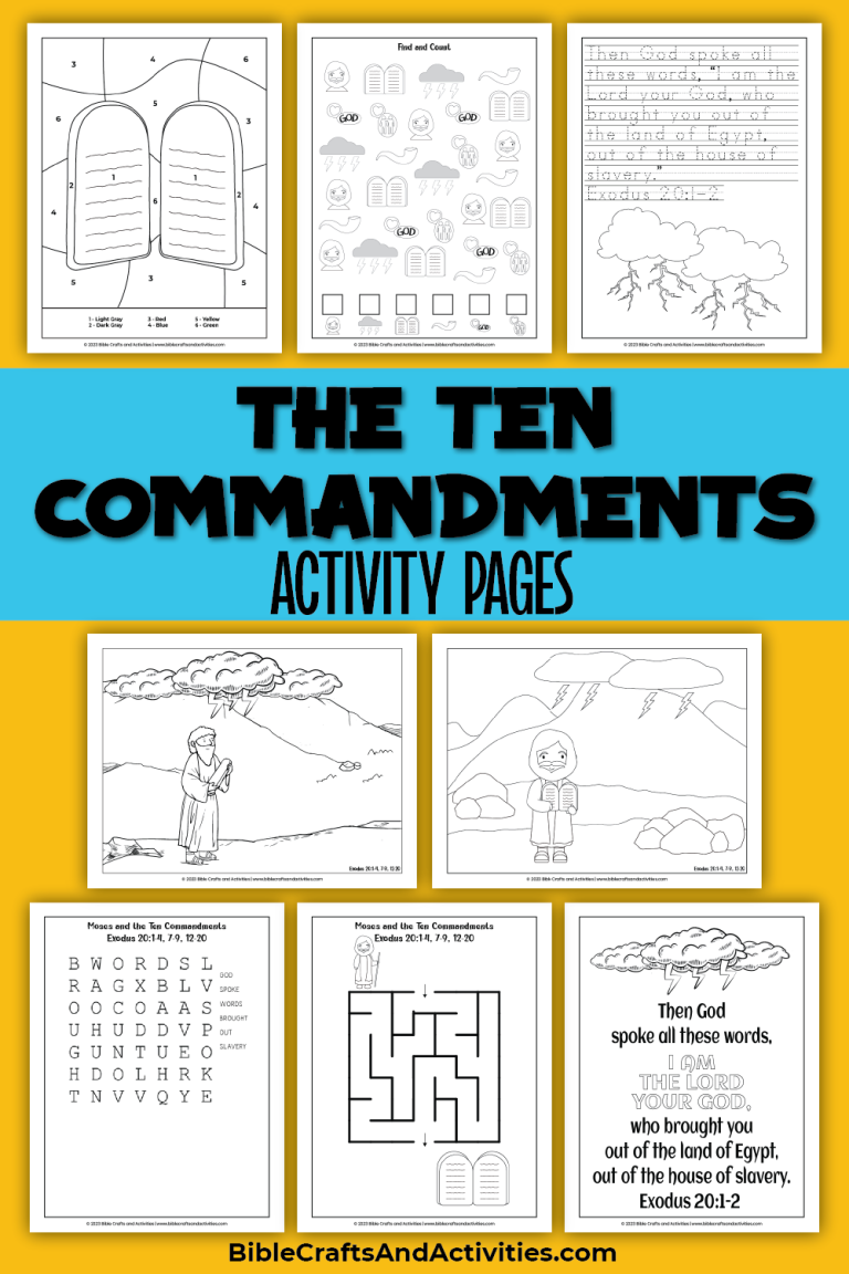 The Ten Commandments | Exodus 20:1-4, 7-9, 12-20 - Bible Crafts and ...